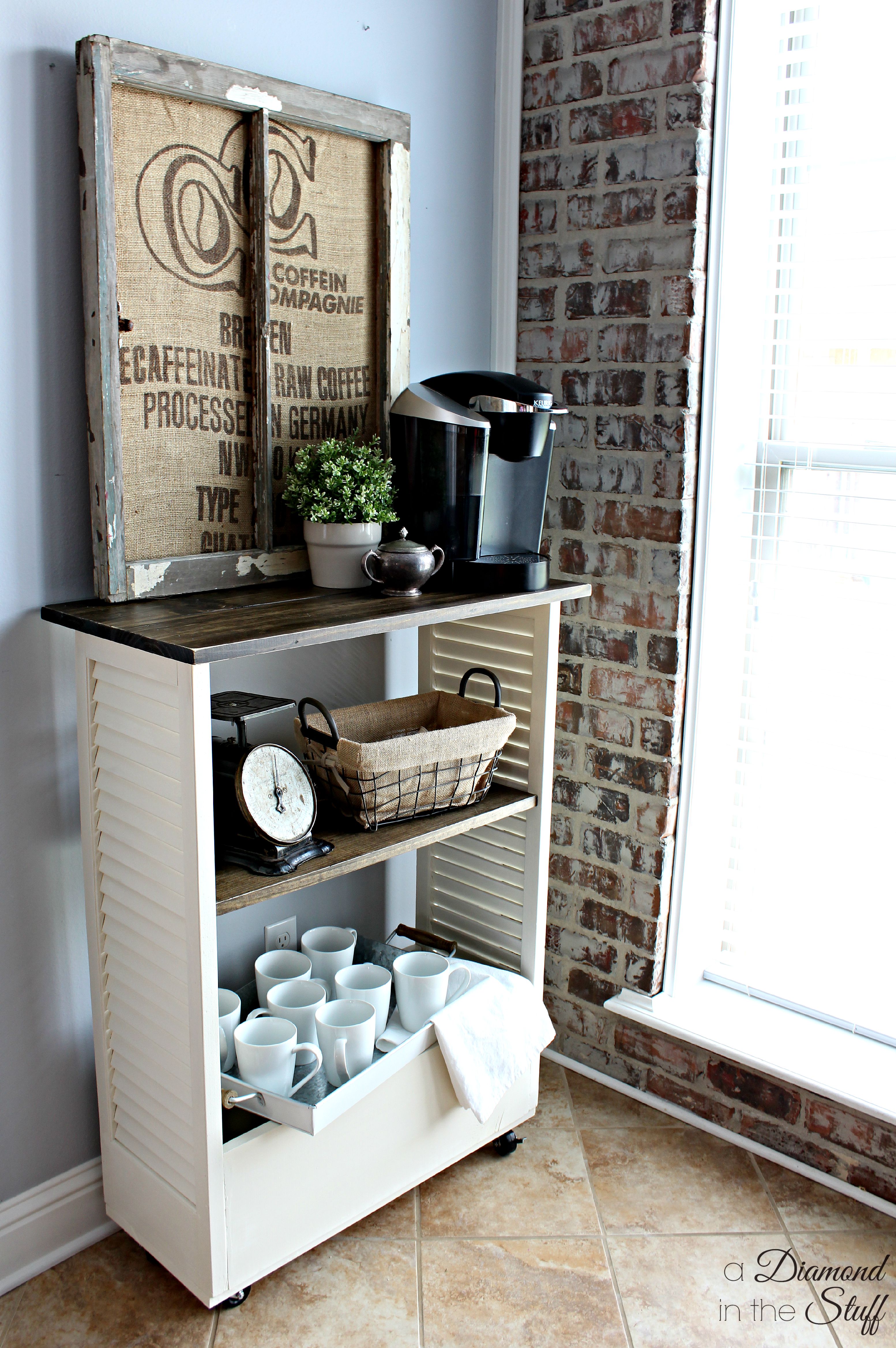 DIY Shutter Rolling Cart | A Diamond in the Stuff | Bloglovin’