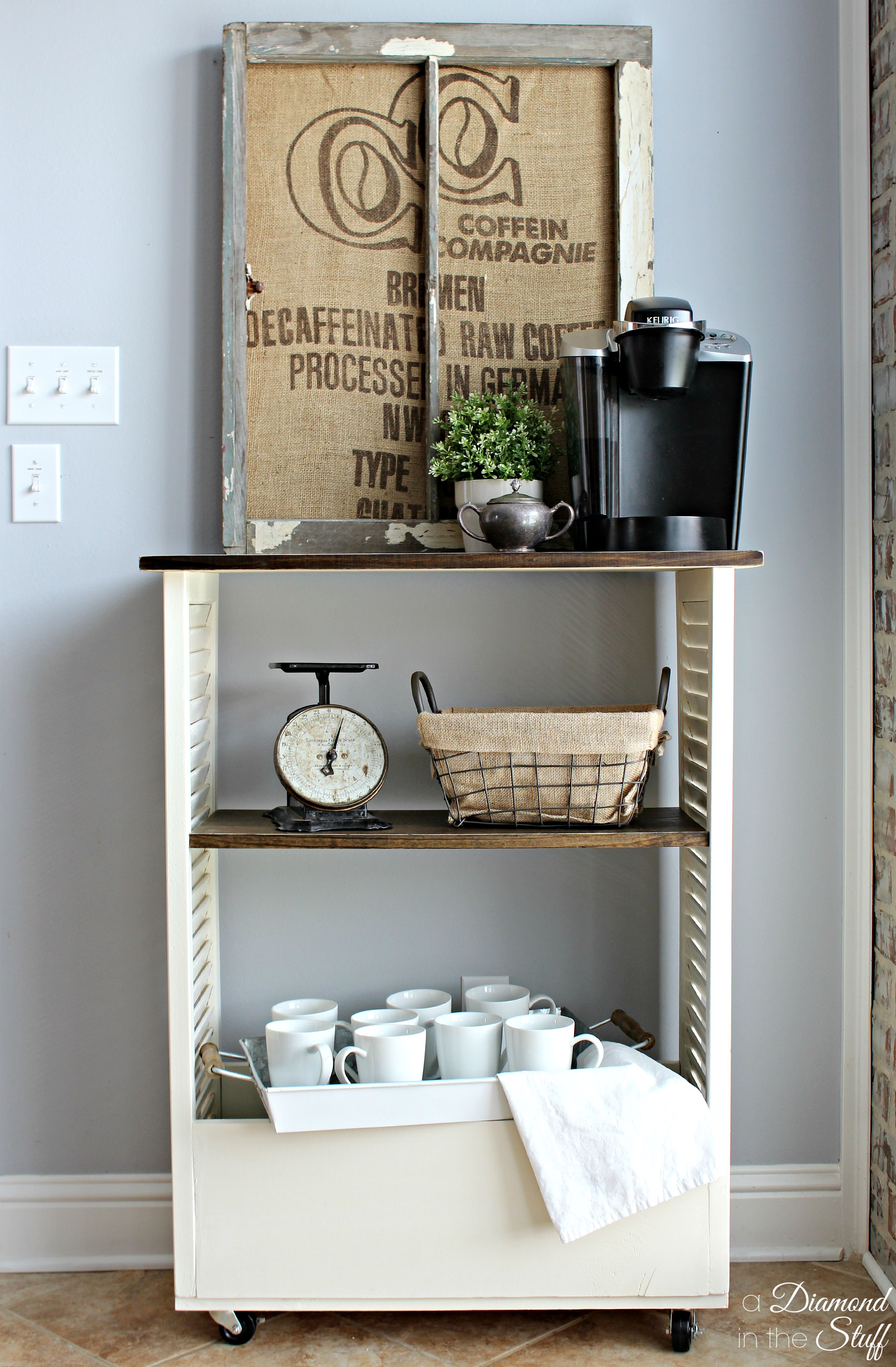 DIY Shutter Rolling Cart | A Diamond in the Stuff | Bloglovin’